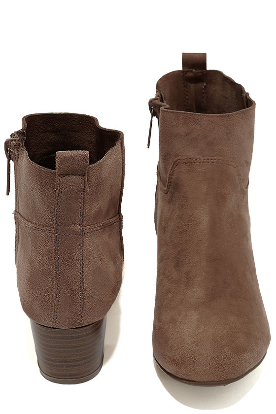 Cute Taupe Booties - Ankle Booties - Vegan Suede Booties - $30.00
