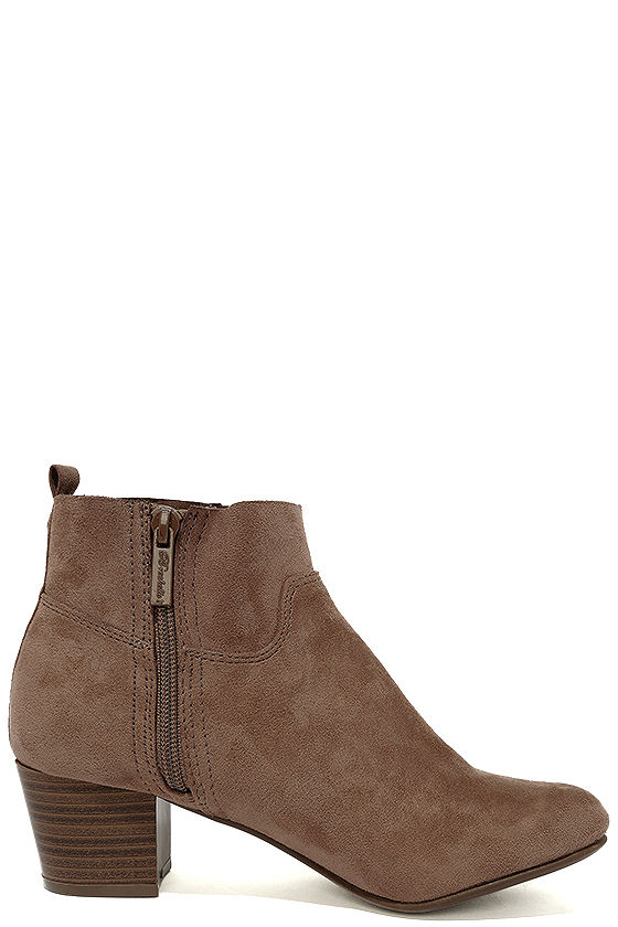 Cute Taupe Booties - Ankle Booties - Vegan Suede Booties - $30.00