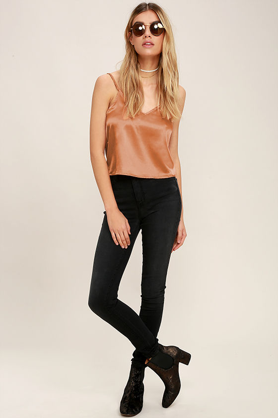 Cute Copper Top - Crop Top - Cami Top - Satin Crop Top - Camisole - $36 ...