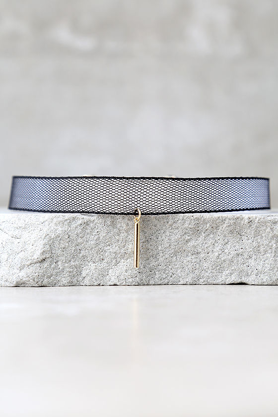 Cool Mesh Choker - Black and Gold Choker - Choker Necklace - $13.00 - Lulus