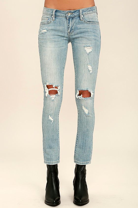 Cool Light Wash Jeans - Distressed Jeans - Skinny Jeans - $49.00 - Lulus