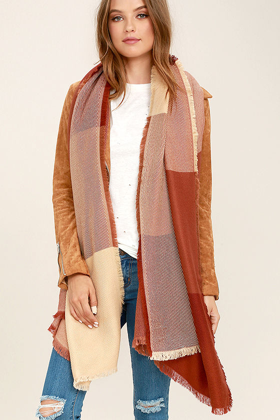 Pretty Plaid Scarf - Rust Red Scarf - Woven Scarf - $26.00 - Lulus