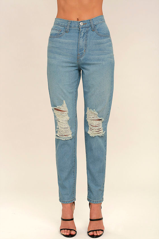 Cool Light Wash Jeans - Distressed Jeans - Mid-Rise Jeans - $78.00 - Lulus
