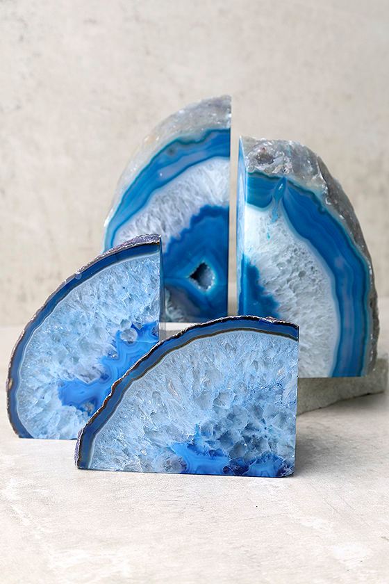 Blue Agate Bookends - Crystal Bookends - Agate Bookend Set - $80.00 - Lulus