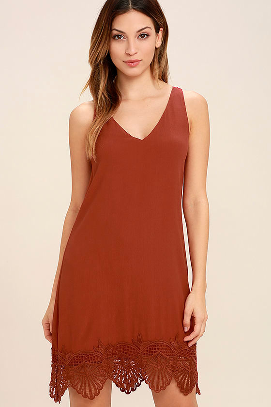 Gentle Fawn Babylon - Rust Red Dress - Lace Dress - Sheath Dress - $80. ...