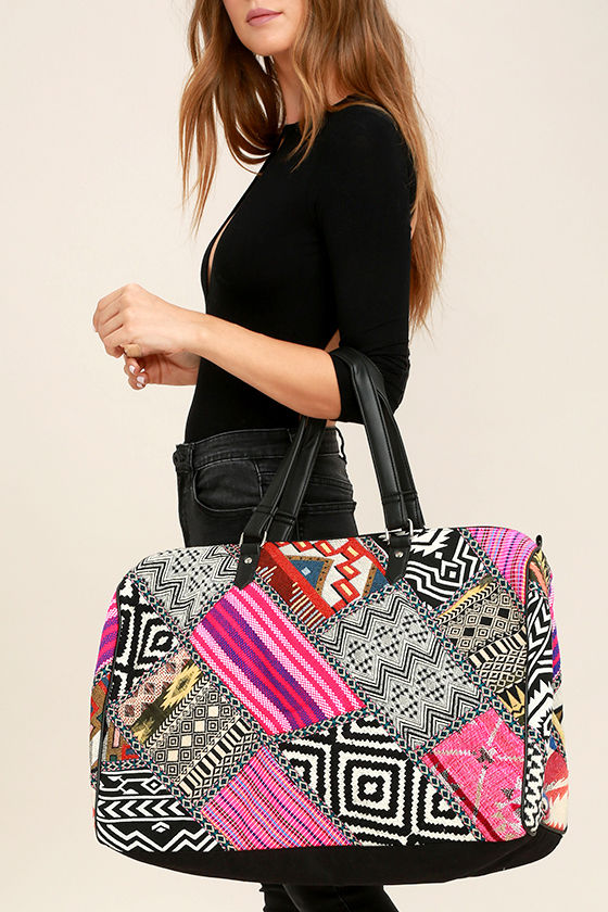 Boho Black Print Weekender - Patchwork Weekender - Black Print Tote - $115.00 - Lulus