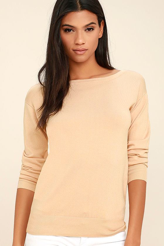 Stylish Beige Sweater - Backless Sweater - Lightweight Sweater - $42.00
