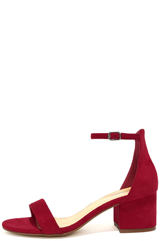 Cute Red Suede Heels - Single Sole Heels - Ankle Strap Heels - $29.00 ...