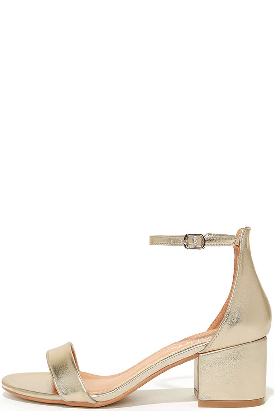 Cute Gold Heels - Single Sole Heels - Ankle Strap Heels - $29.00 - Lulus