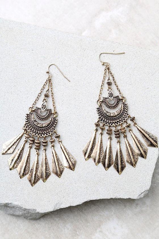 Boho Earrings - Gold Earrings - Dangling Earrings - $16.00 - Lulus