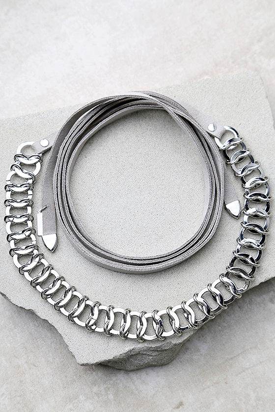 Cool Silver and Grey Wrap Necklace - Chain Wrap Necklace - - $17.00 - Lulus
