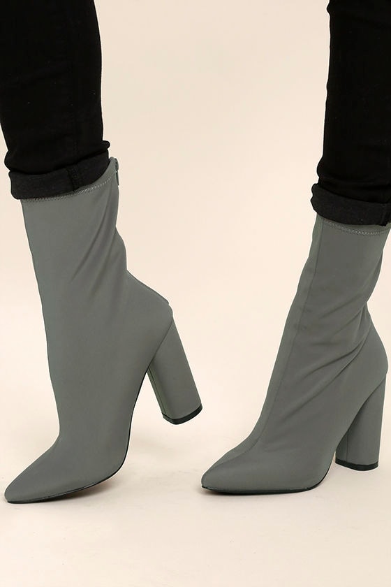 Chic Grey Boots - Mid-Calf Boots - Sock Boots - Knit Boots - $50.00 - Lulus