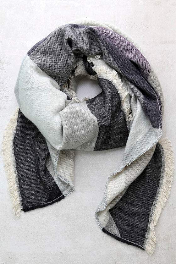 Cozy Grey Print Scarf - Blanket Scarf - Plaid Scarf - $28.00 - Lulus
