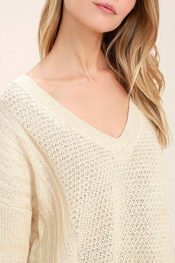 Cozy Light Beige Sweater - Knit Sweater - Lightweight Sweater - $56.00