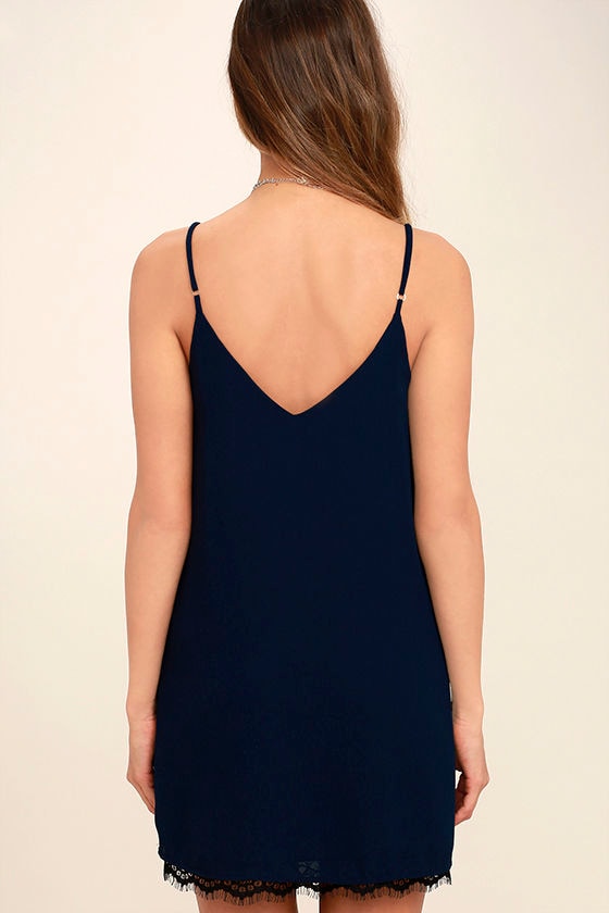 Sexy Navy Blue Dress Lace Dress Slip Dress Lace Slip Dress 42 00