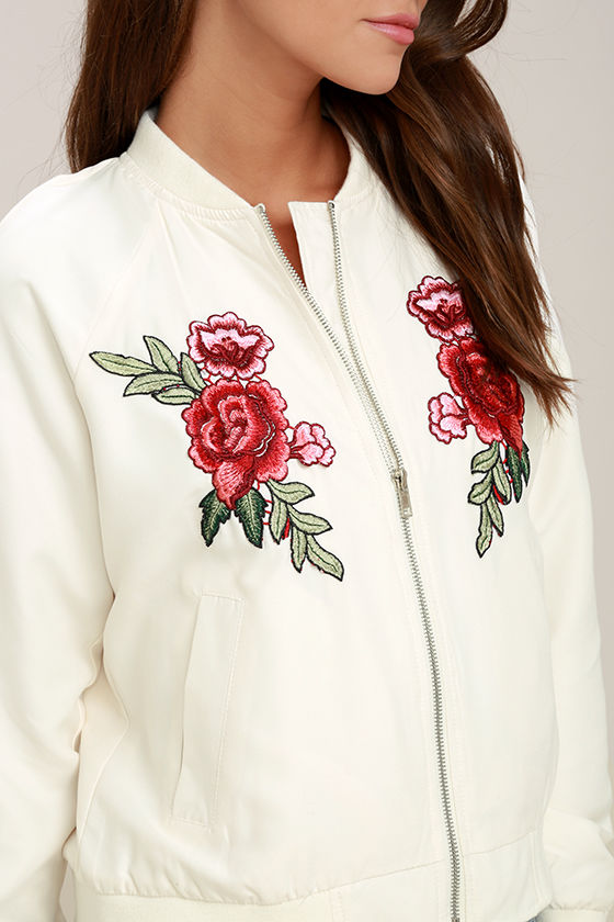 Jack by BB Dakota Varis Jacket - Embroidered Bomber Jacket - Ivory ...
