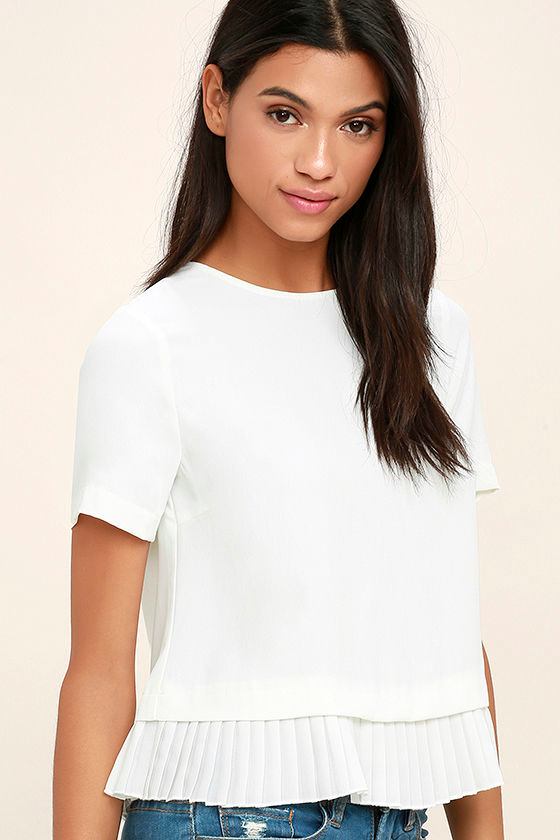 Chic White Top - Short Sleeve Top - Blouse - Pleated Top - $34.00 - Lulus