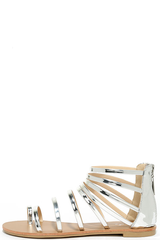 Cool Silver Sandals - Gladiator Sandals - Flat Sandals - $19.00 - Lulus