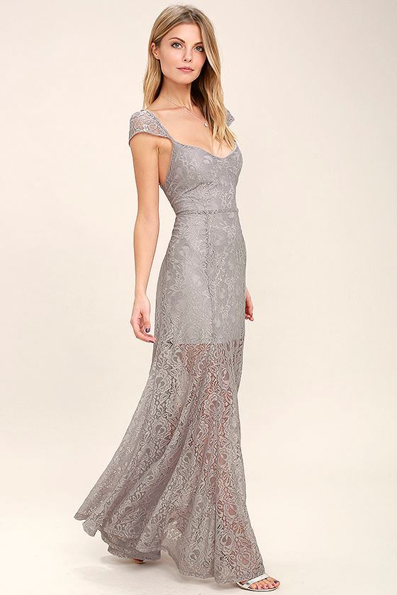 Lovely Light Grey Maxi Dress - Lace Maxi Dress - Elegant Lace Dress ...