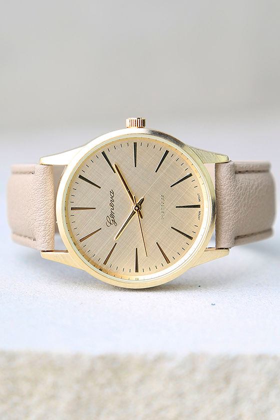 Chic Gold and Dark Beige Watch - Vegan Leather Watch - Gold Watch - $22 ...