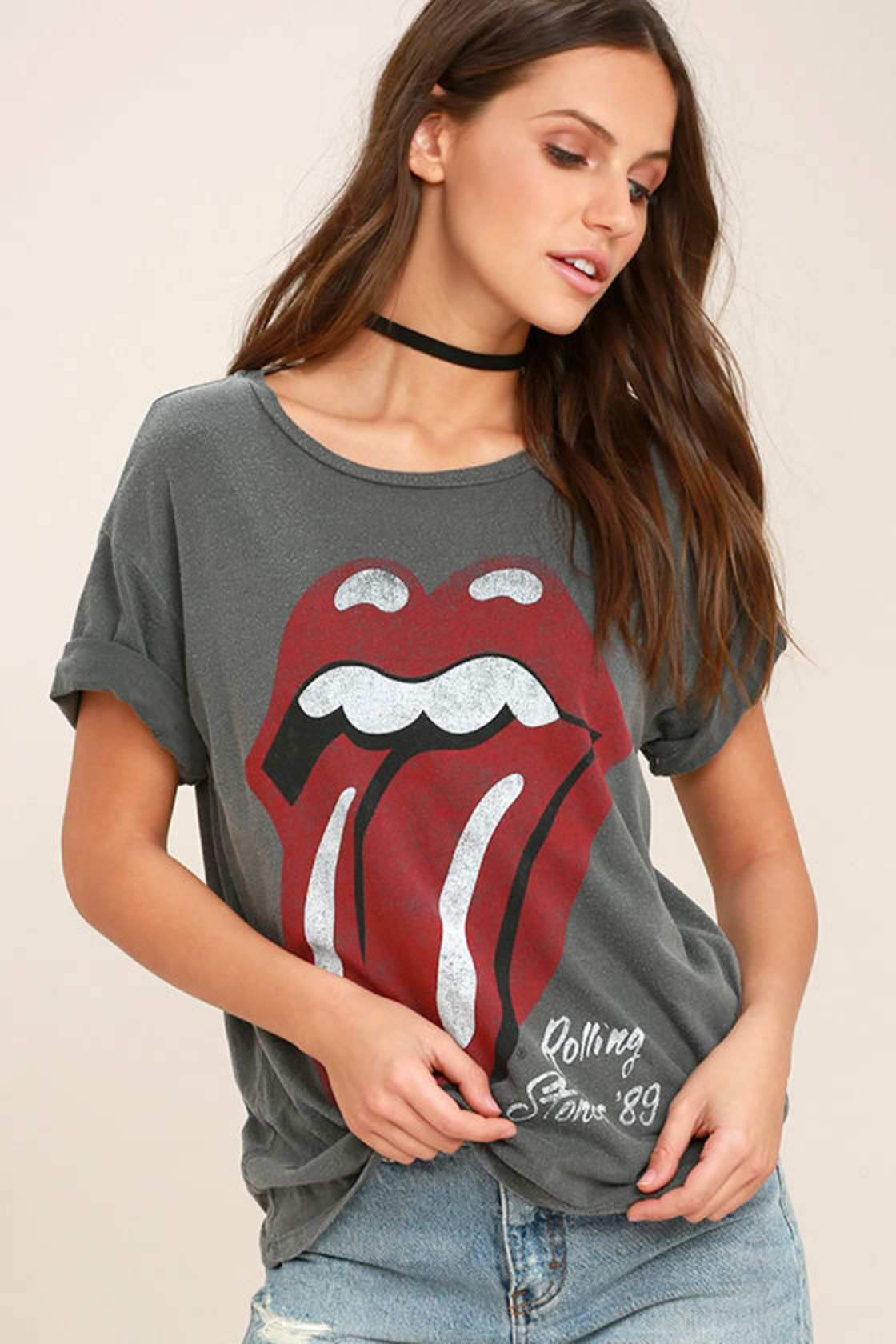 Daydreamer Rolling Stones Tee - Washed Grey Tee - Graphic Tee - $62.00 ...