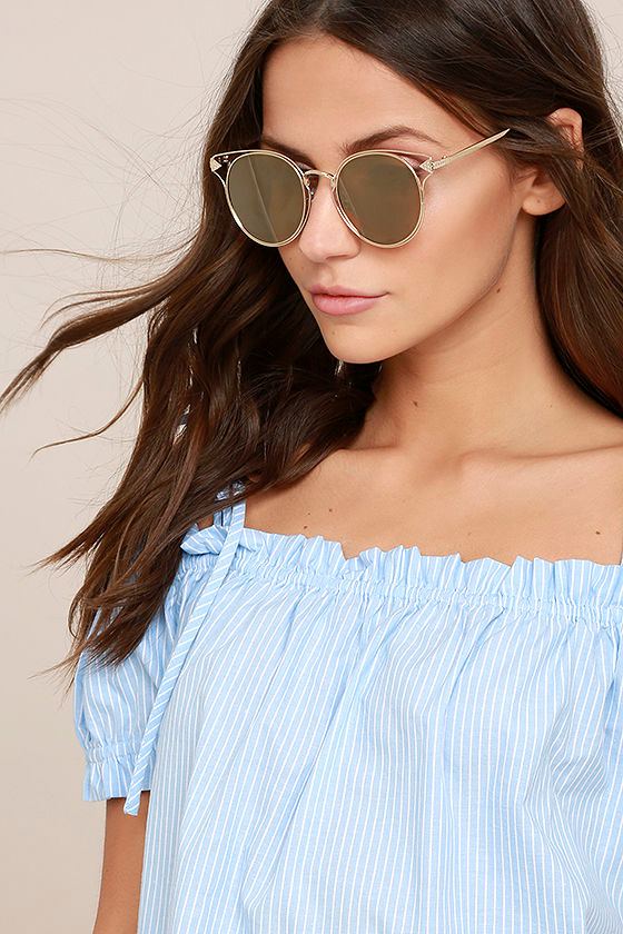 Chic Gold Sunglasses - Gold Wire Sunglasses - Gold Sunnies - $18.00 - Lulus