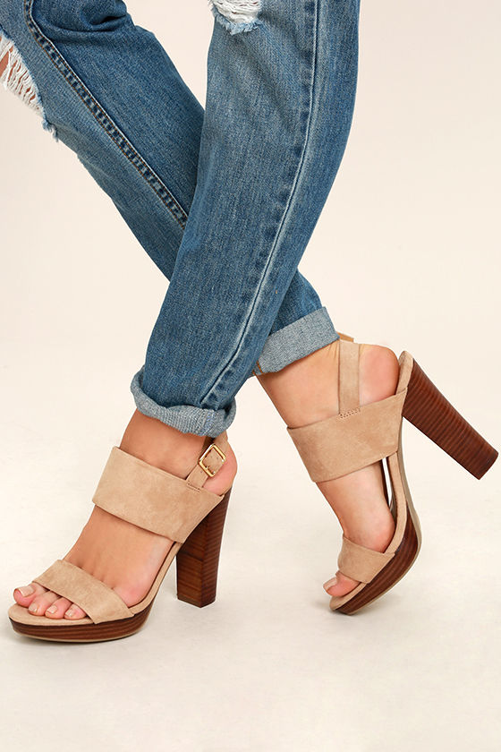 Report Lawrena Heels - Natural Suede Heels - Platform Heels - $59.00 ...