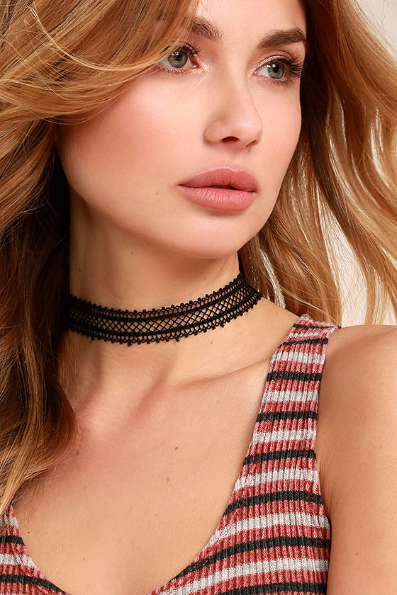 Sexy Black Choker - Black Mesh Choker - Crochet Choker - $13.00 - Lulus