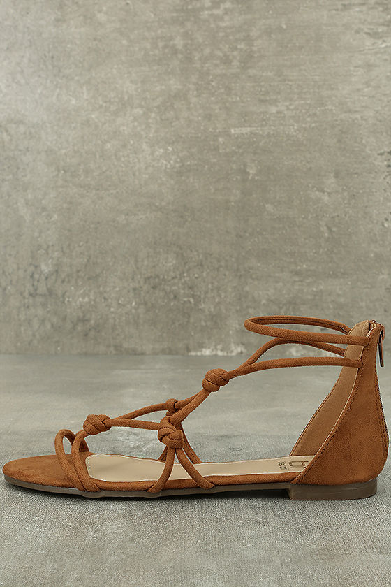 Cute Tan Sandals Vegan Suede Sandals Gladiator Sandals 2200 Lulus
