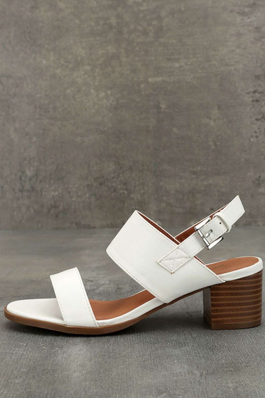 Cute White Sandals - Heeled Sandals - Vegan Leather Sandals - $27.00 ...