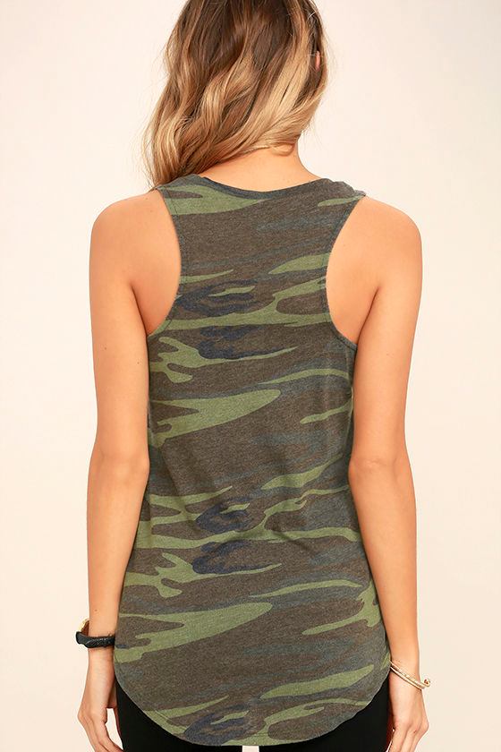 Cute Olive Green Top - Camo Print Top - Tank Top - $36.00