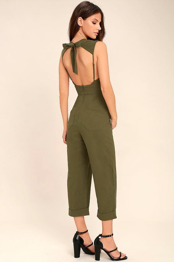 Somedays Lovin' Little Lake - Olive Green Jumpsuit - Cotton Jumpsuit ...
