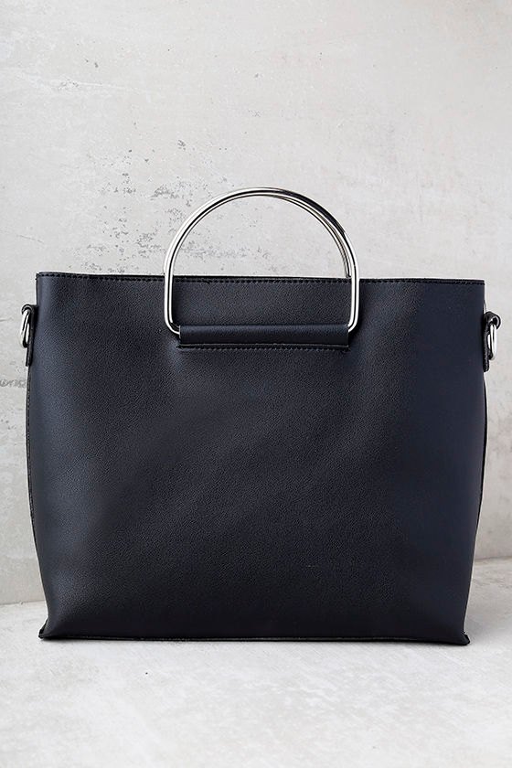 Chic Black Handbag - Ring Top Bag - Metal Ring Handbag - Ring Top Purse ...