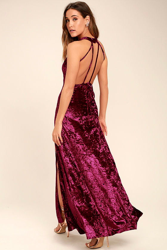 Sexy Magenta Dress Velvet Dress Maxi Dress 39 00 Lulus