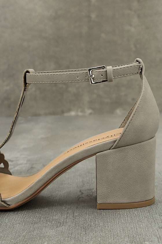 Cute Stone Heels - T-Strap Heels - Laser Cut Heels - $27.00