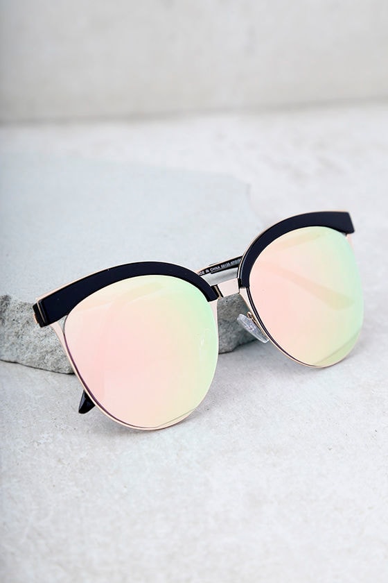 Chic Black Sunglasses Black Mirrored Sunglasses Cat Eye Sunglasses 2000