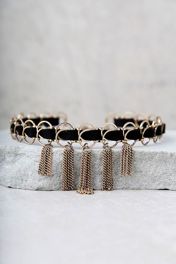 Cool Choker - Black and Gold Choker Necklace - $18.00