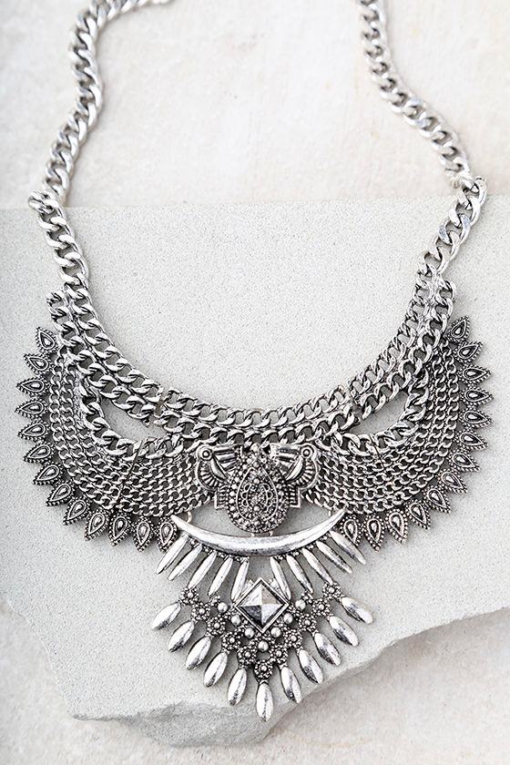 Boho Silver Necklace - Statement Necklace - $29.00 - Lulus