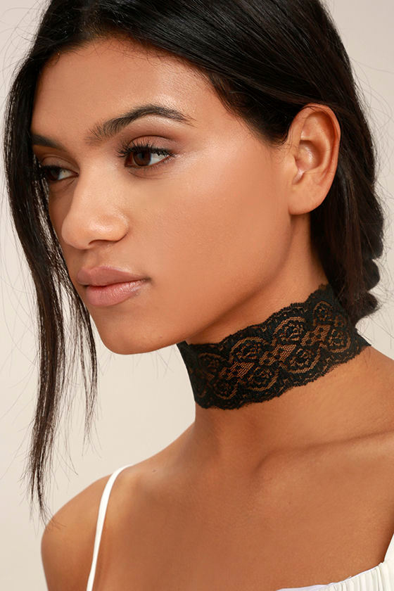 Lovely Black Lace Choker - Lace Necklace - Wide Lace Choker - $12.00 ...