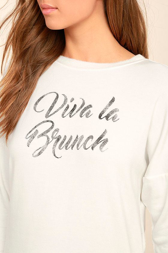 Daydreamer Viva La Brunch - White Sweater - Pullover Sweater - $66.00