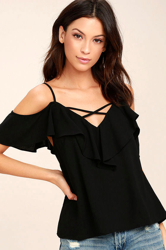 Cute Black Top - Off-the-Shoulder Top - Short Sleeve Top - $39.00 - Lulus