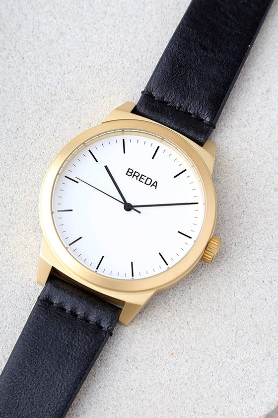 Breda Rand Watch - Gold and Black Watch - Leather Watch - $70.00 - Lulus