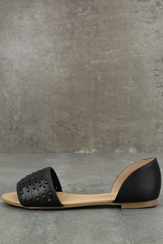 Cute Black Flats - Peep-Toe Flats - Cutout Flats - $22.00 - Lulus