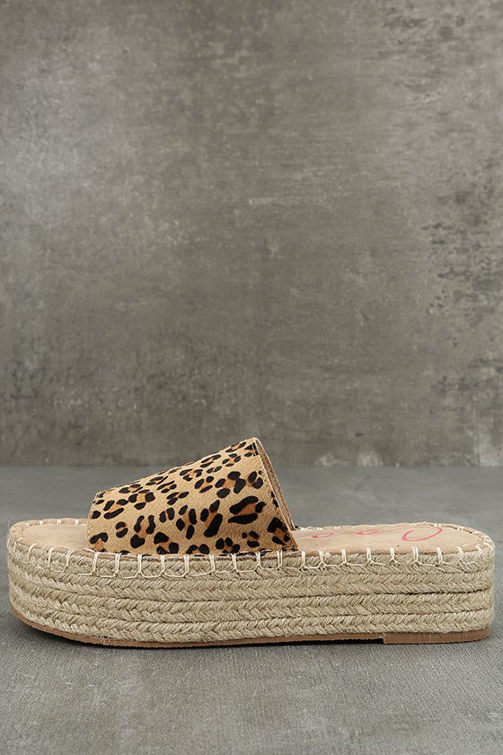 Coolway Bora Leopard - Pony Fur Espadrilles - Flatform Slides - $40.00 ...