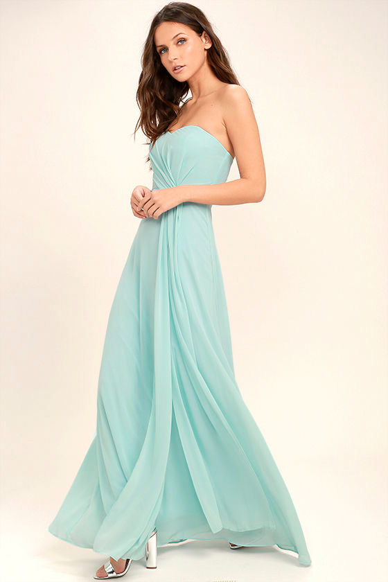 Lovely Maxi Dress - Mint Blue Dress - Strapless Dress - $88.00 - Lulus