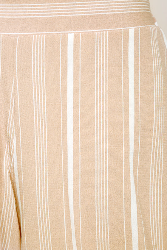 Cute Beige Shorts Striped Shorts High Waisted Shorts 33 00