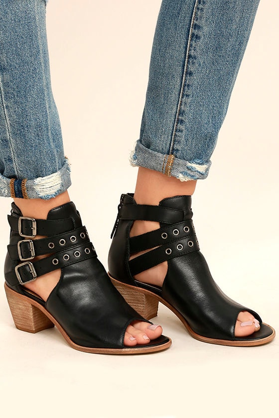 Matisse Princeton Black Peep Toe Booties Black Leather Peep Toe Booties Lulus