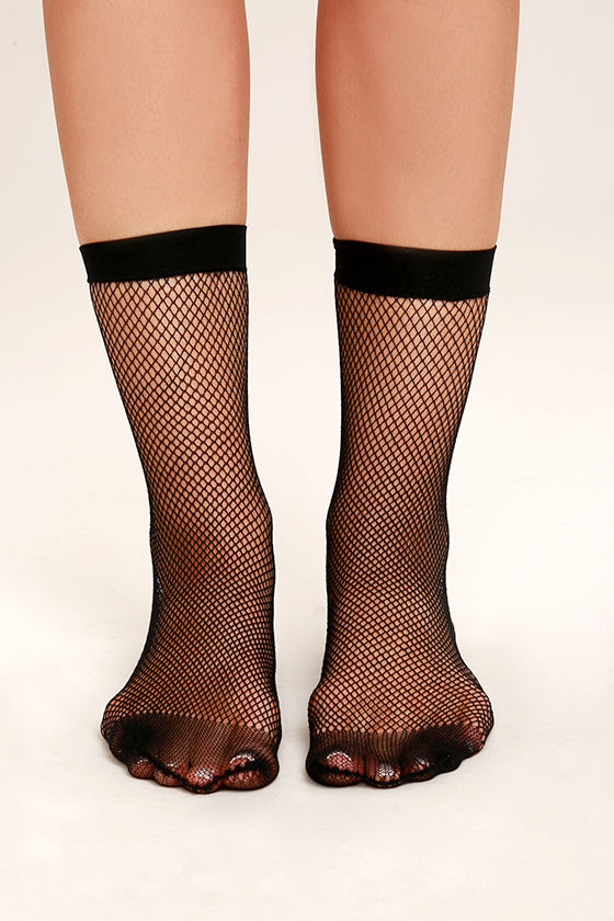 Trendy Fishnet Socks - Black Fishnet Socks - Sheer Black Socks - $10.00 ...