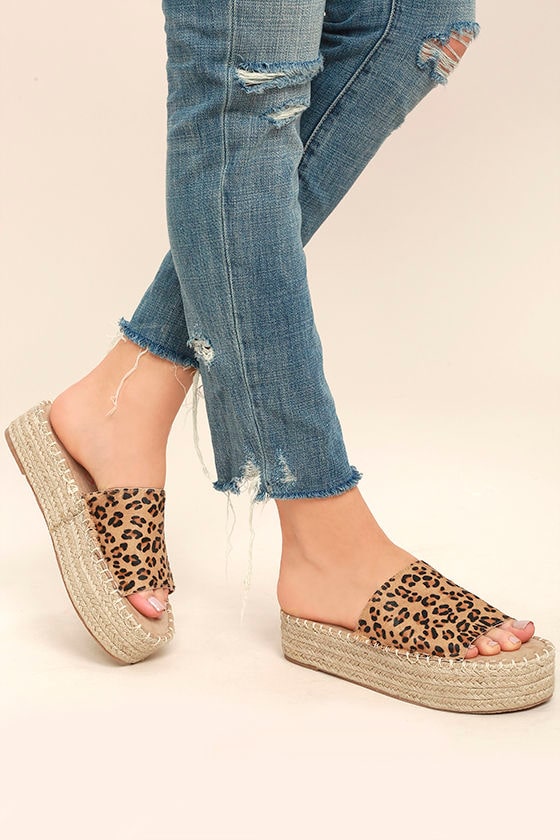 Coolway Bora Leopard - Pony Fur Espadrilles - Flatform Slides - $40.00 ...