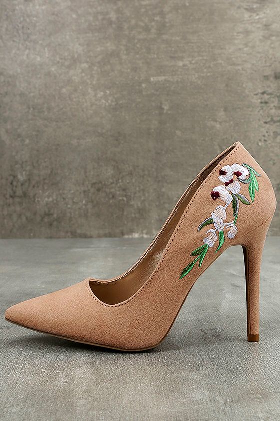 Pretty Blush Pumps - Embroidered Heels - Pointed Pumps - $31.00 - Lulus